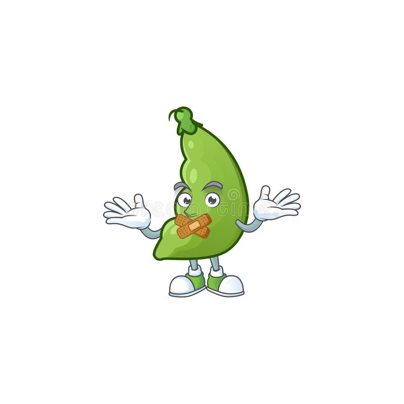 Broad Beans Cartoon Character Style with Silent Gesture Stock Vector ...