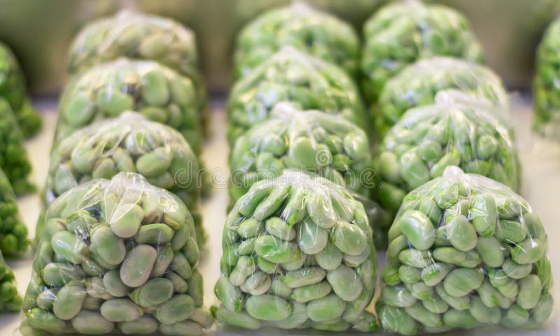 Broad Beans Inside Plastic Bags. Stock Image - Image of agriculture ...