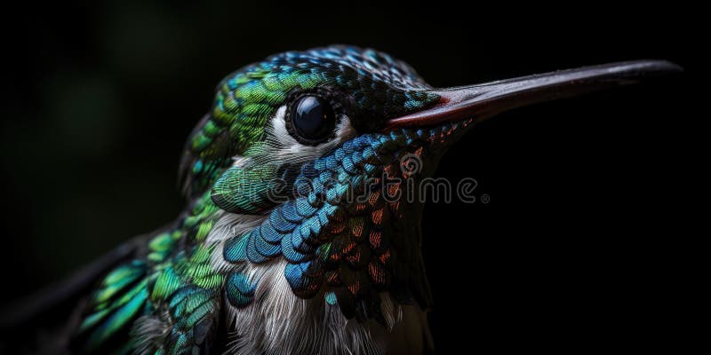 Broad-Billed Hummingbird Close Up. Generative AI Stock Illustration ...