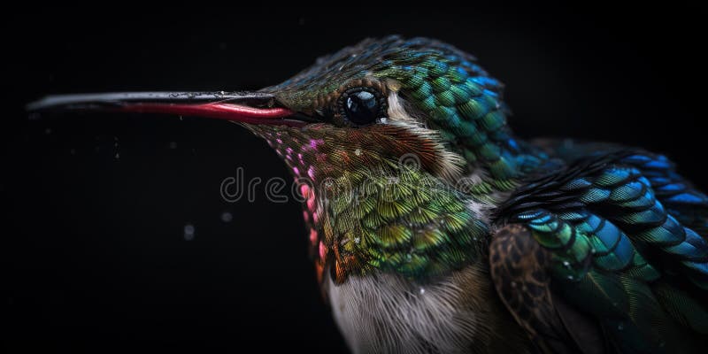 Broad-Billed Hummingbird Close Up. Generative AI Stock Image - Image of ...
