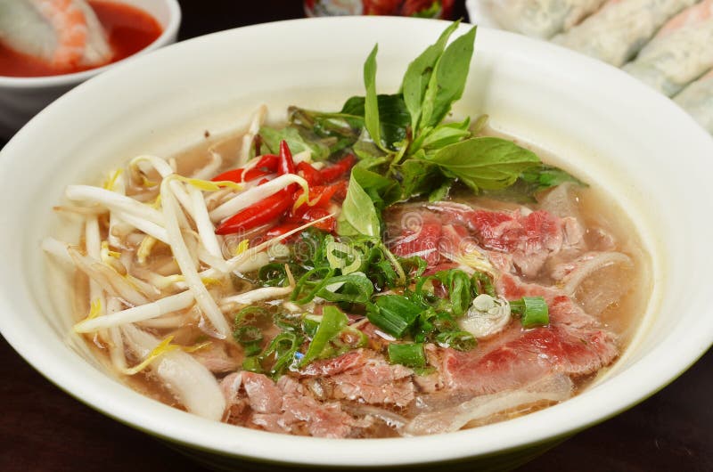 Pho, a Popular Vietnamese Beef Noodle Soup Stock Image - Image of ...