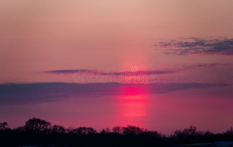Broad Solar Light Pillar Phenomenon Stock Photo - Image of natural ...