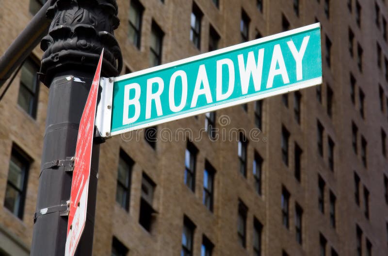 Broadway sign stock image. Image of downtown, clouds, center - 3981585