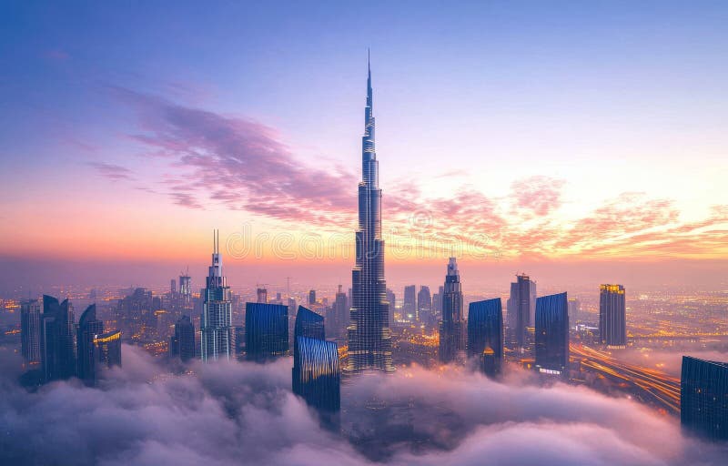A Broad View of the New York City Skyline Features Icons of Cloud ...