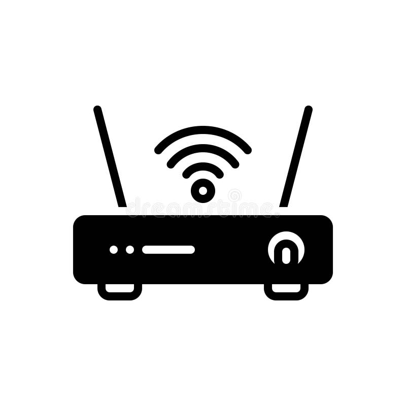 Black Solid Icon for Broadband, Modem and Wireless Stock Vector ...