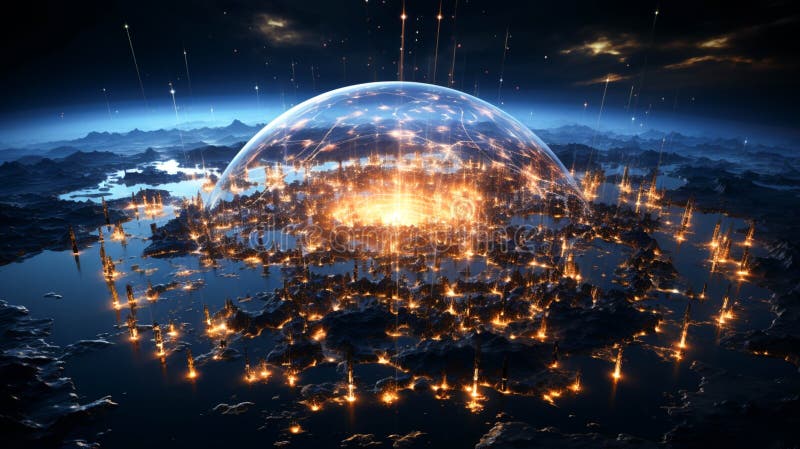 Broadband Internet System Planet 3d Render Stock Illustration ...