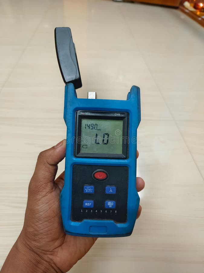 Broadband Service Technicians Having Optical Power Meter. Optical Fiber ...