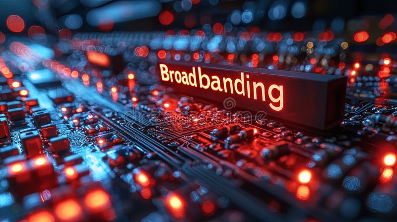 Broadbanding Technology Concept with Glowing Circuit Board Elements ...