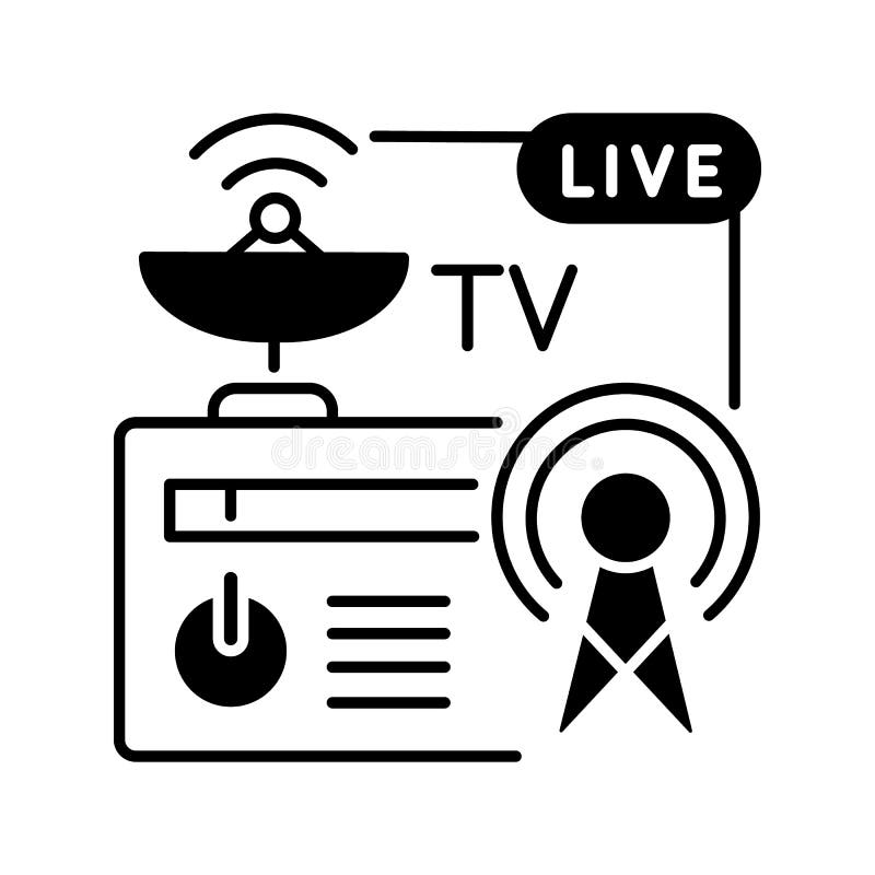 Broadcast black glyph icon stock vector. Illustration of conference ...