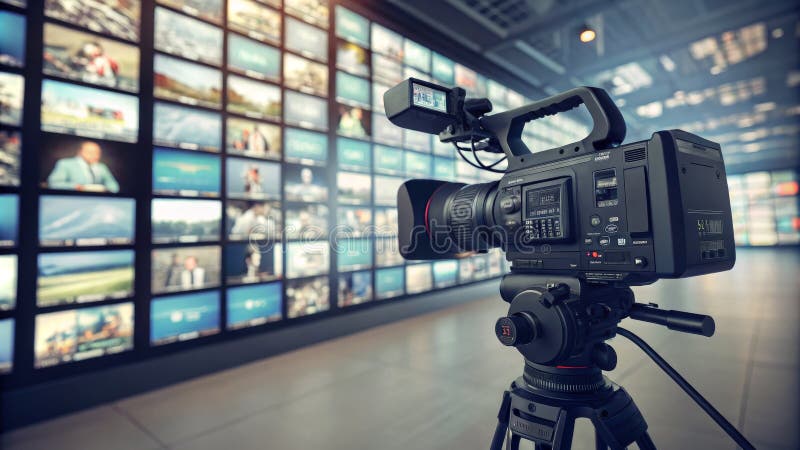 Broadcast Camera Video Wall Composition Stock Illustration ...