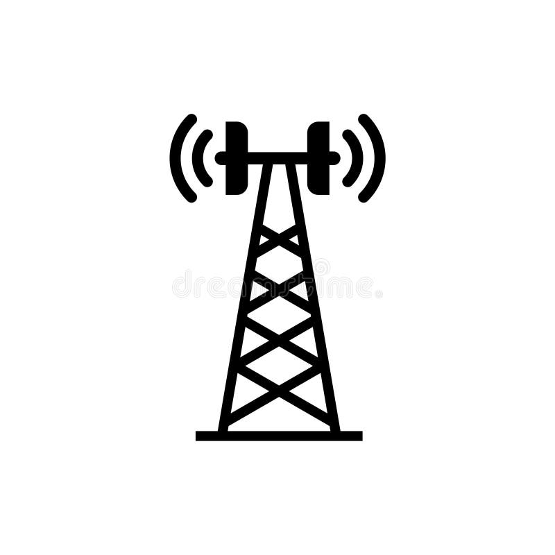 Broadcast Communications Tower Icon in Filled, Thin Line, Outline and ...