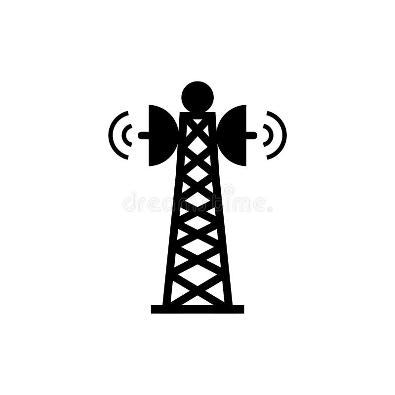 Broadcast Communications Tower Icon in Trendy Design Style. Broadcast ...