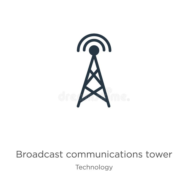 Broadcast Communications Tower Icon in Trendy Design Style. Broadcast ...
