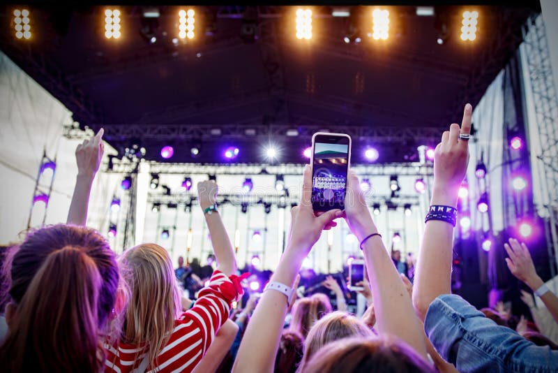 People with Mobile Phones Record a Music Concert Stock Photo - Image of ...