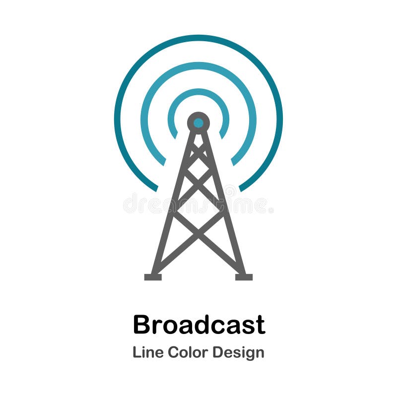 Broadcast Flat Icon stock vector. Illustration of media - 123956121