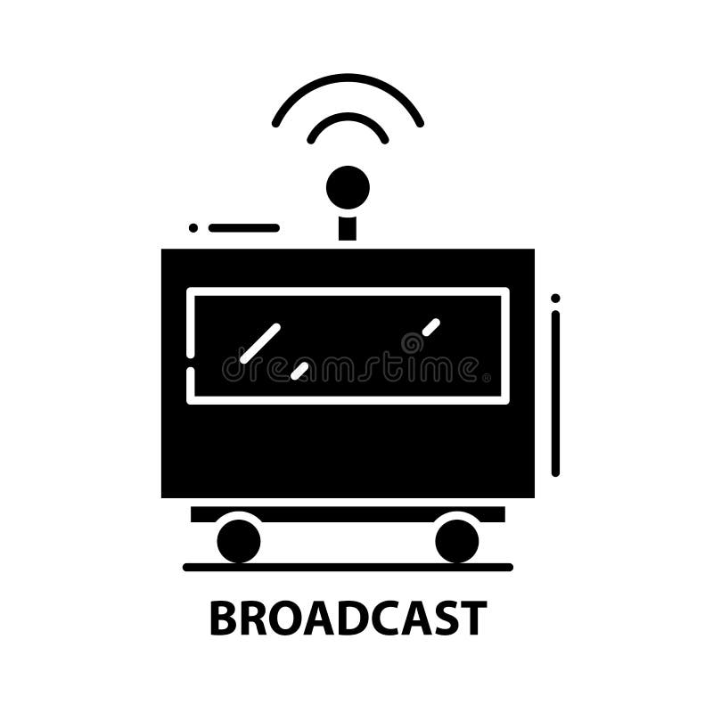 Broadcast Icon, Black Vector Sign with Editable Strokes, Concept ...