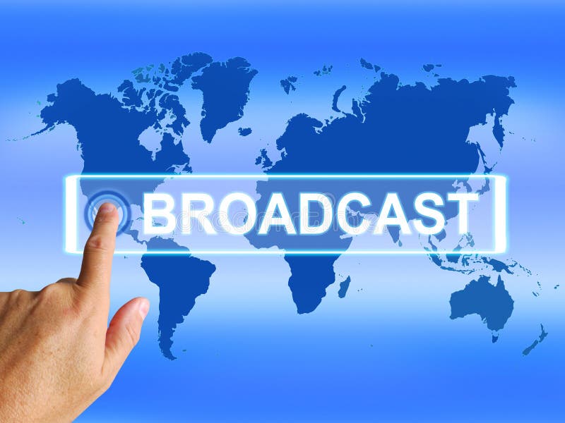 Broadcast Map Shows Internet Broadcasting and Stock Illustration ...