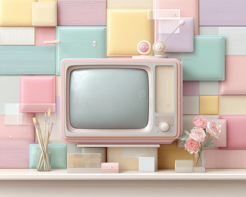 Broadcast-ready News Segment Pastel Illustration of a Media Broadcast ...