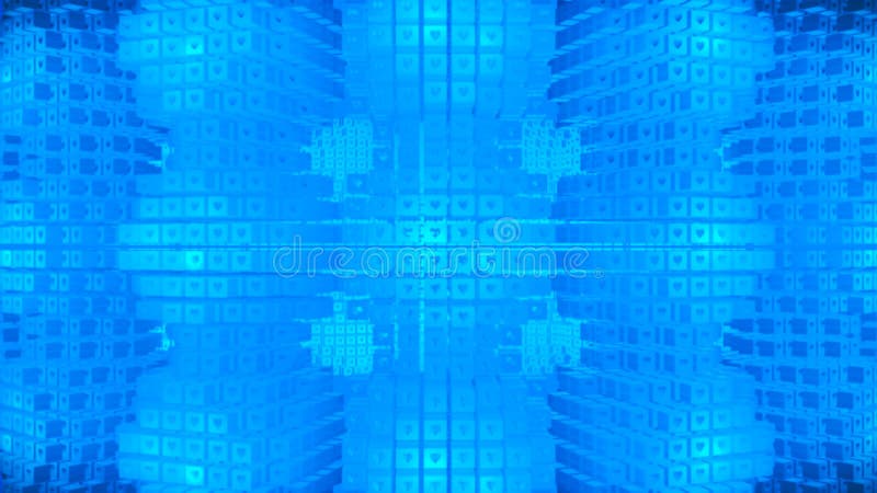 Broadcast Rotating Hi-Tech Cubes Grid Matrix, Blue, Technology, 3D ...