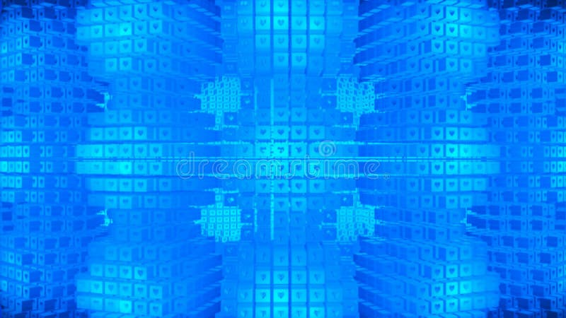 Broadcast Rotating Hi-Tech Cubes Grid Matrix, Blue, Technology, 3D ...