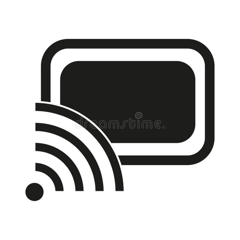 Broadcast Screen Icon. Signal Wave Vector. Black Communication Shape ...