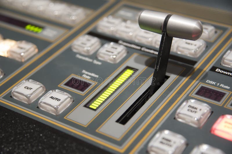 Broadcast Television Studio Camera and Crane Camera in News Studio Room ...