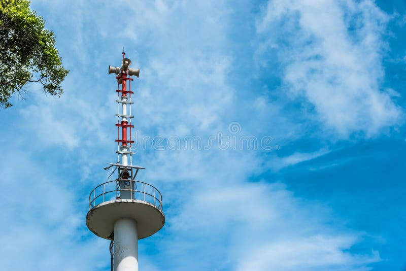 Broadcast Tower on Blue Sky Stock Photo - Image of airspace, cloud ...