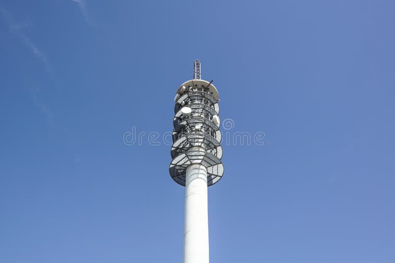 Broadcast Tower on Building .Antenna and System for Comunication Stock ...