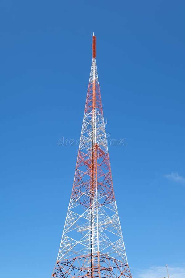 Broadcast Tower Soars into Big Blue Sky Stock Photo - Image of concept ...