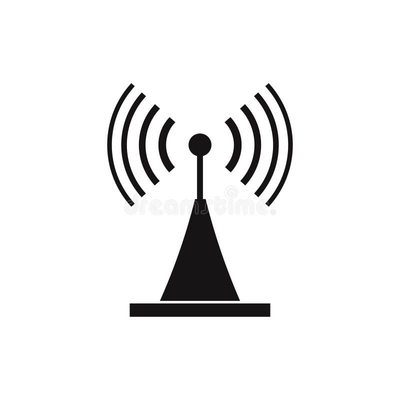 Broadcast Transmitter Antenna Icon With Doodle Style Cartoon Vector