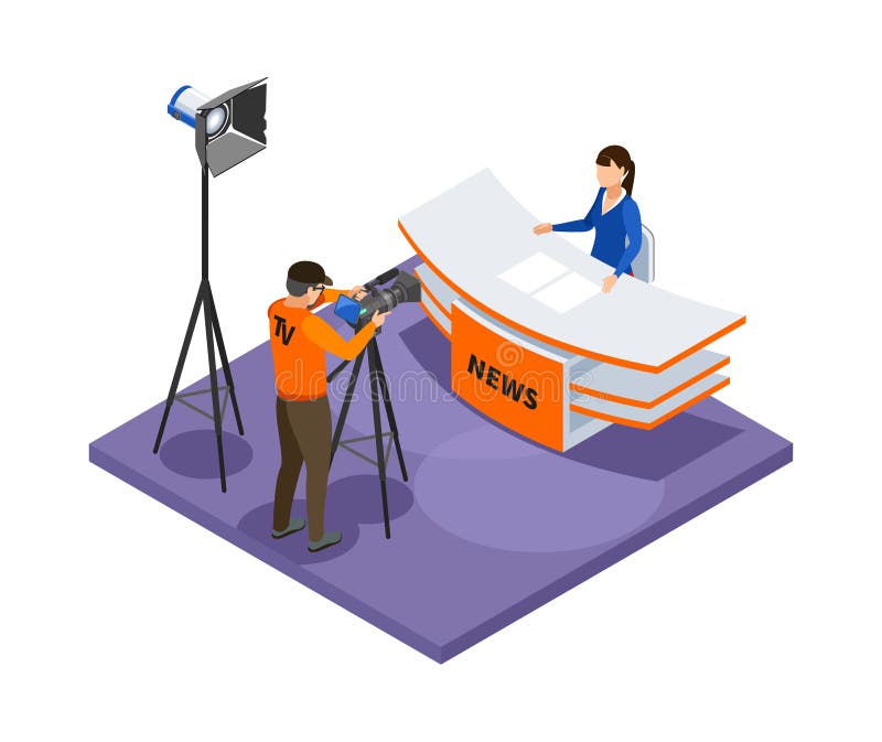 Broadcasting Isometric Illustration Stock Illustration - Illustration ...