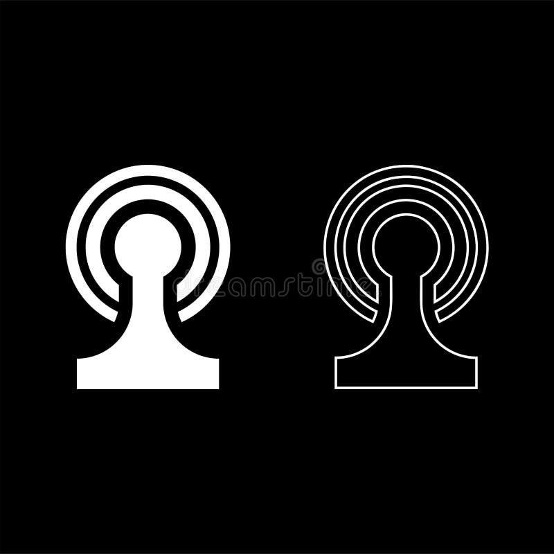 Broadcasting Wireless Device Radio Wave Icon Outline Set White Color ...