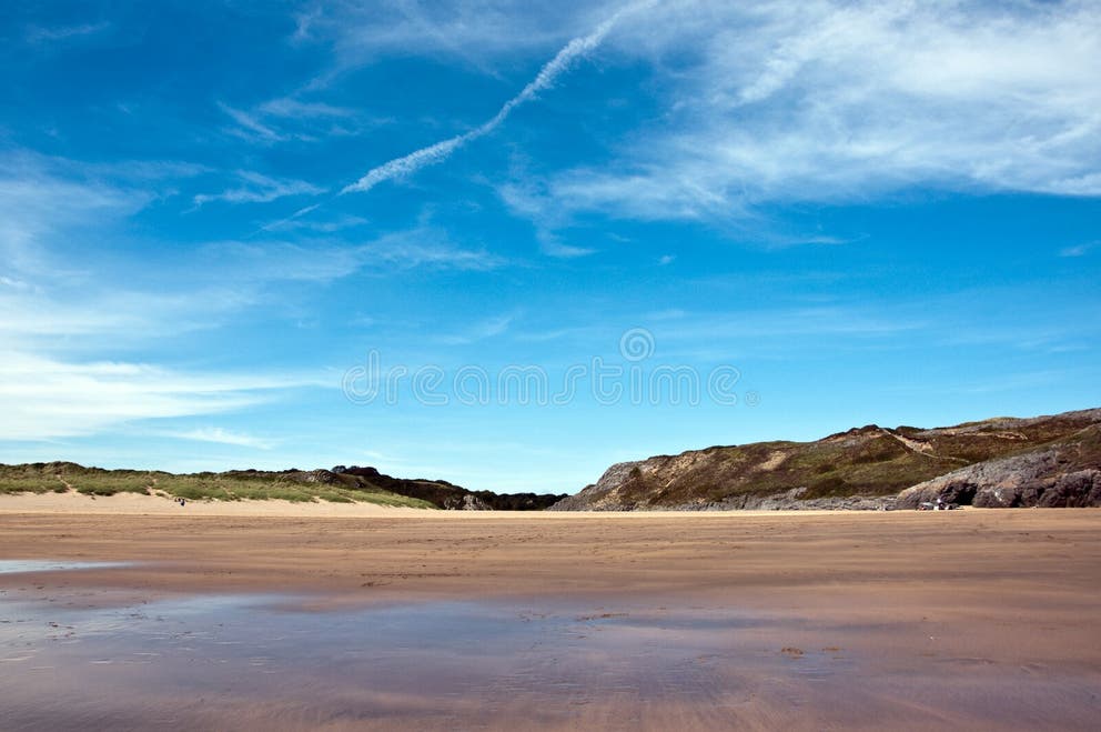 Broadhaven Sand Dunes & Beach Stock Image - Image of tide, stackpole ...
