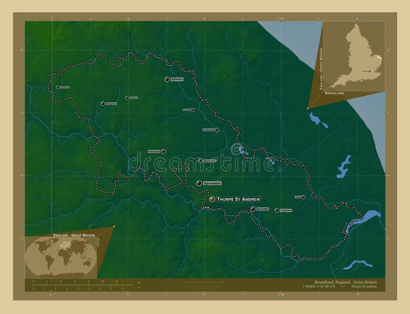 Broadland, England - Great Britain. Physical. Labelled Points of Stock ...