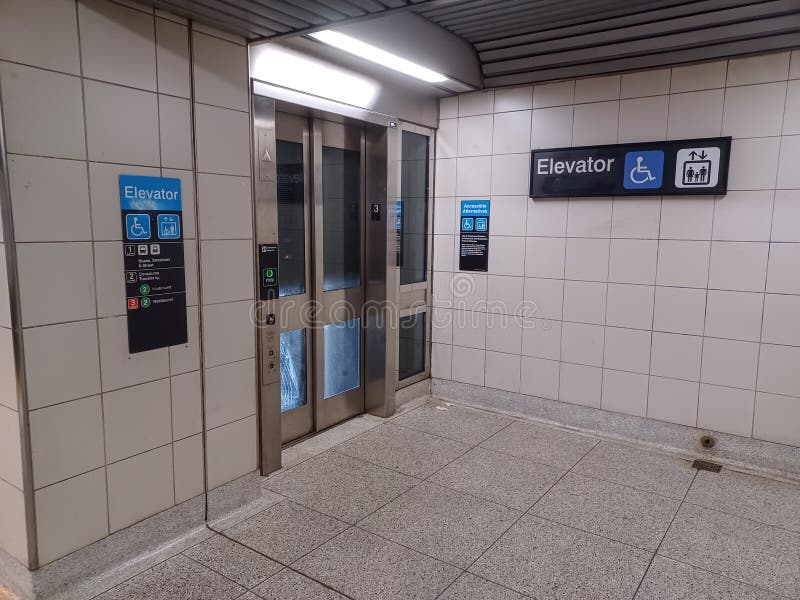 Broadview Subway Station Interior View Stock Image - Image of rail ...