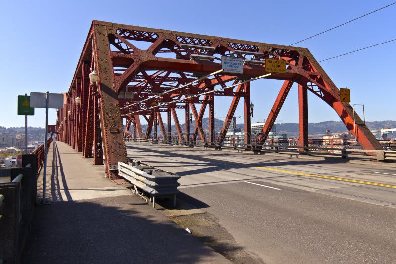 The Broadway Bridge Portland Oregon. Stock Photo - Image of metal ...