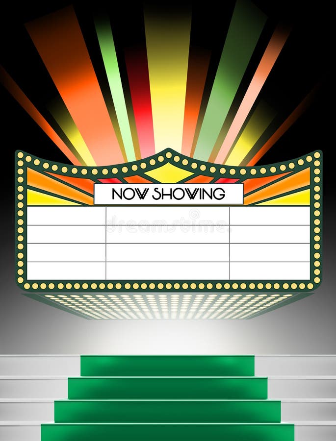Broadway Movie Marquee , Now Showing Scene Stock Illustration ...