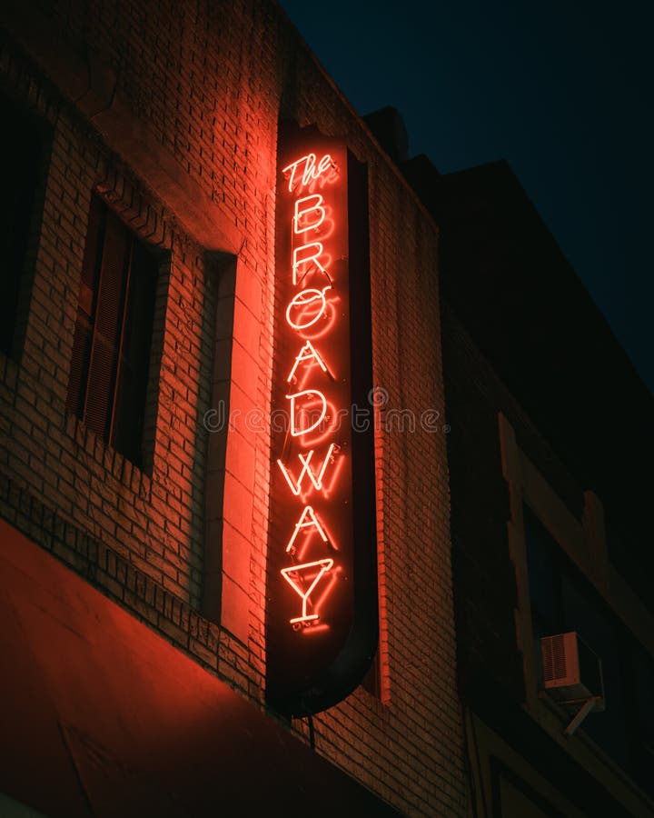 The Broadway Neon Sign at Night, Brooklyn, New York Editorial Image ...