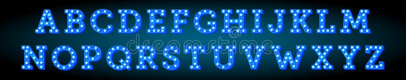 Broadway Style Blue Light Bulb Alphabet. Vector Stock Vector ...