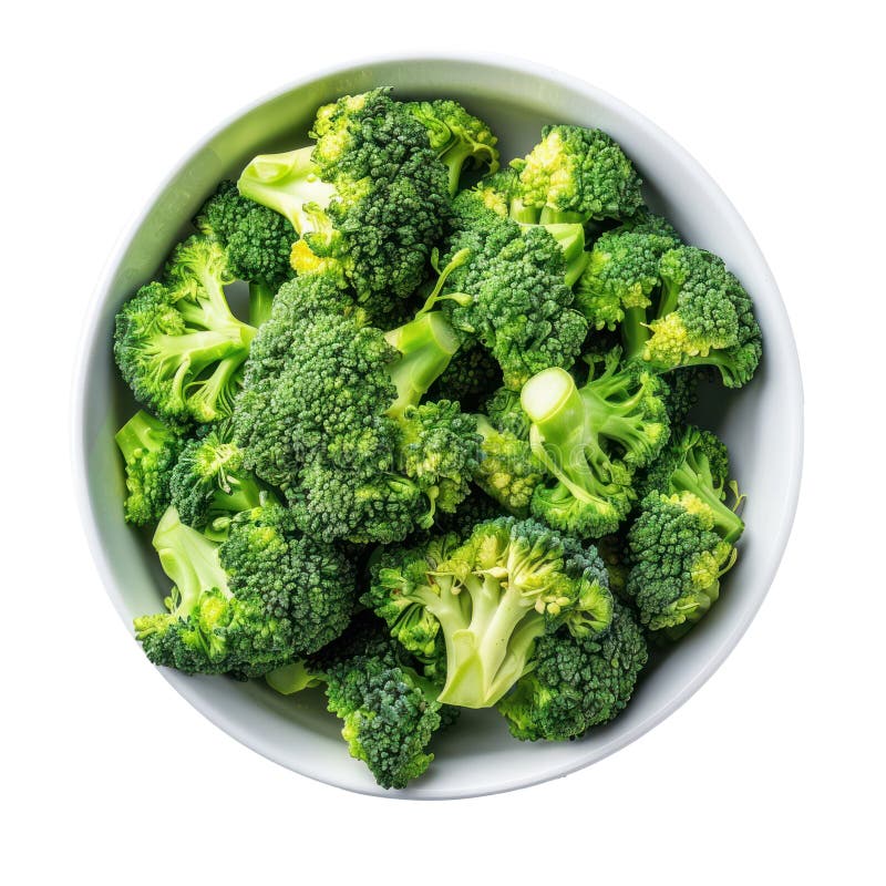 Broccoli in a Bowl Top View Isolate Stock Image - Illustration of ...