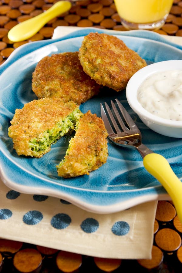 Broccoli cakes stock photo. Image of fork, cake, meal - 4554996