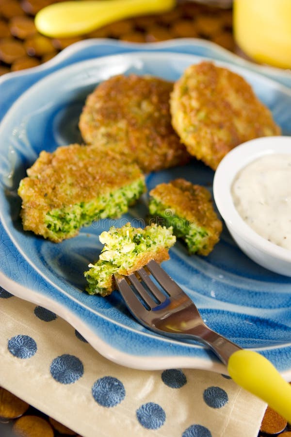 Broccoli cakes stock photo. Image of dressing, napkin - 4760844