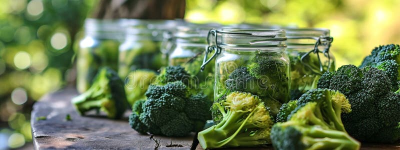 Broccoli Canning in the Garden. Selective Focus Stock Photo - Image of ...