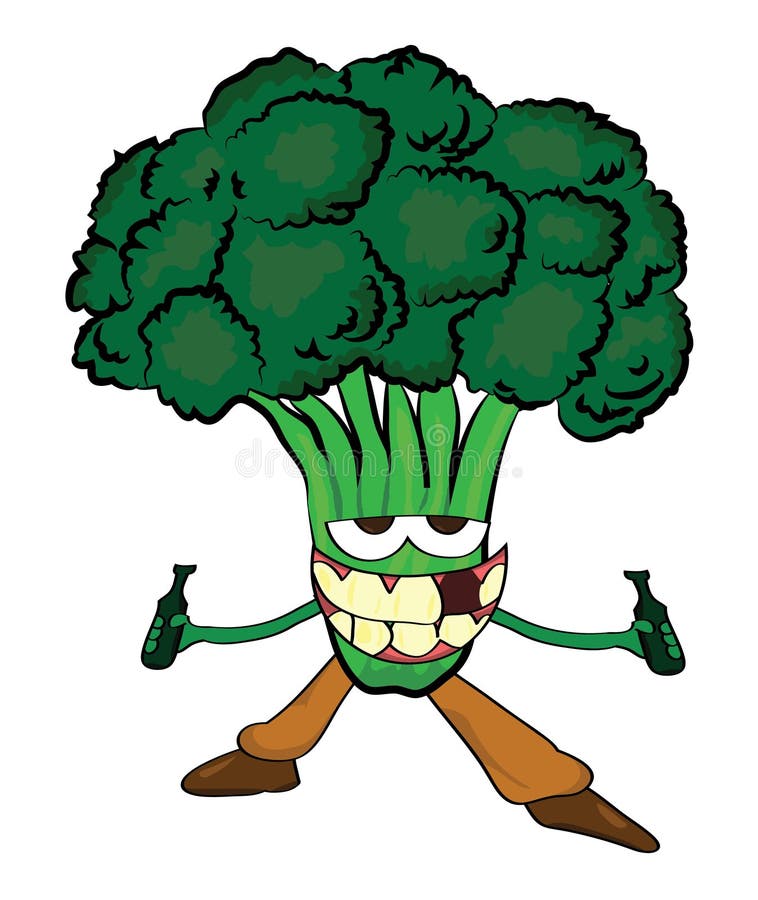 Broccoli cartoon character stock illustration. Illustration of food ...