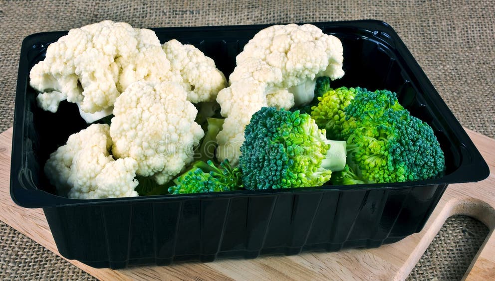 Broccoli and Cauliflower Box Stock Image - Image of brassica, pieces ...