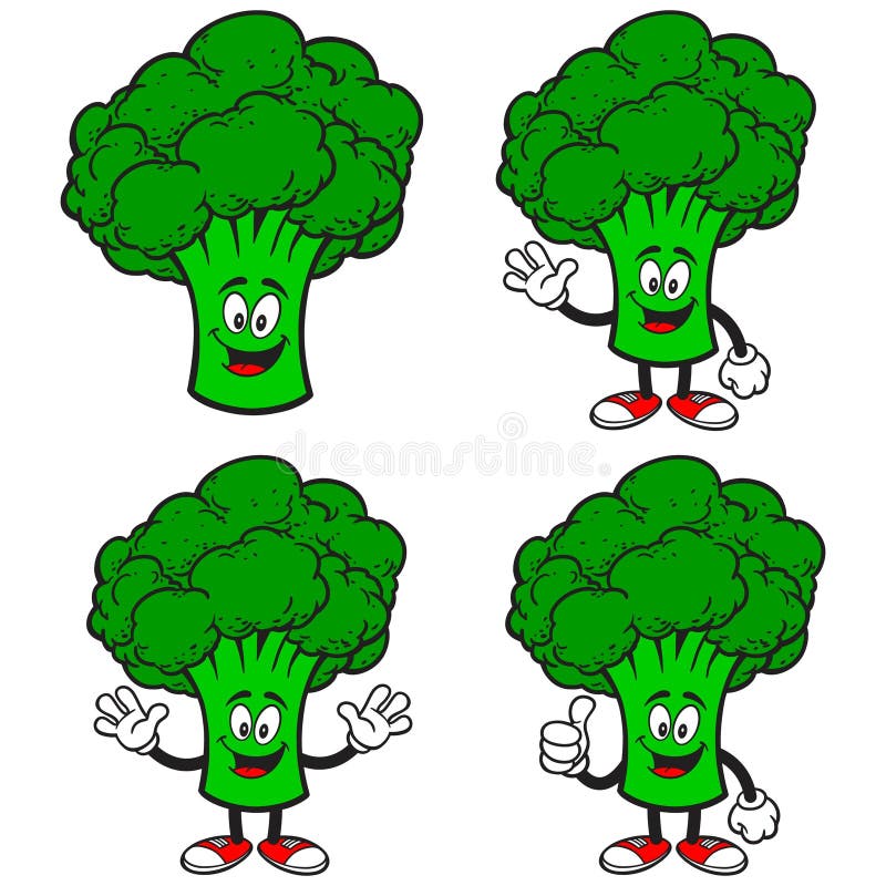 Broccoli Character Set 01 stock vector. Illustration of groceries ...