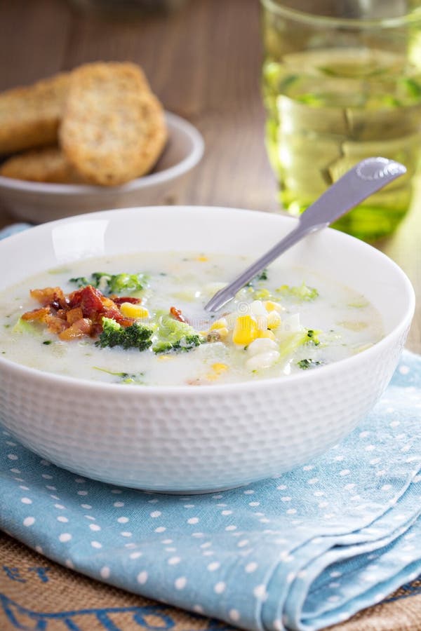 Broccoli and corn chowder stock image. Image of food - 38970957