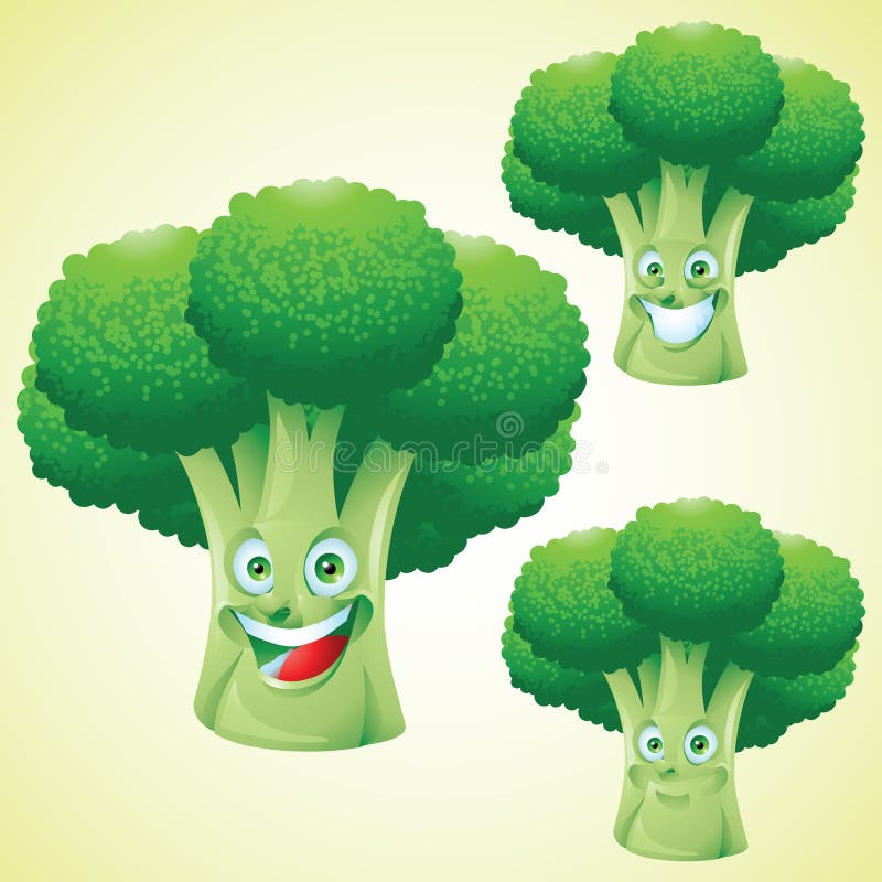 Broccoli Face Expression Cartoon Character Set Stock Vector ...