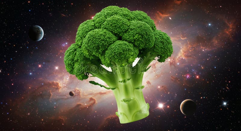 Broccoli Floating in Space among Planets and Nebulae Digital ...