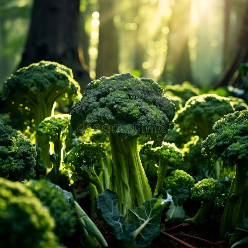 Broccoli Florets in Sunlight within a Forest Setting Stock Photo ...